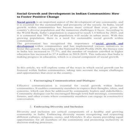 Importance of Social Growth and Development | PDF
