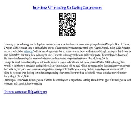 Importance Of Technology On Reading Comprehension | PDF