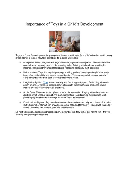 How Sensory Toys Foster Development in Kids? | PDF