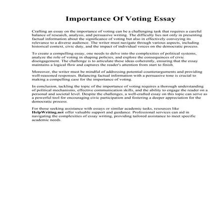 Importance Of Voting Essay. The University of Arizona Global Campus | PDF