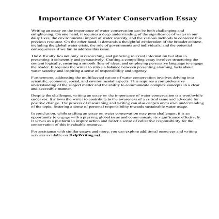 Importance Of Water Conservation Essay.pdfImportance Of Water ...