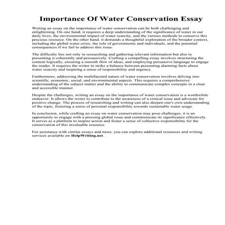 Importance Of Water Conservation Essay | PDF