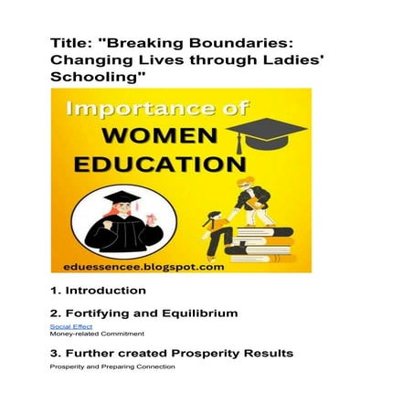 "Breaking Barriers: Transforming Lives through Women's Education" | PDF