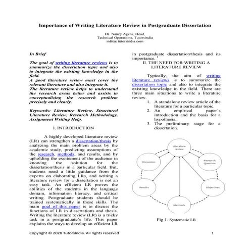 Characterstics of a good Literature REview | PDF