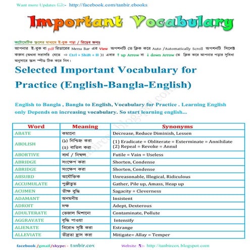 Important vocabulary by tanbircox | PDF