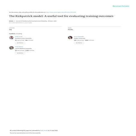 Kirkpatrick's Four Levels of Training Evaluation in Detail | PDF