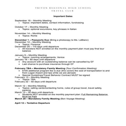 Important Dates | PDF