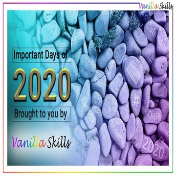 Vanilla Skills presents calendar 2020 with important dates highlighted ...