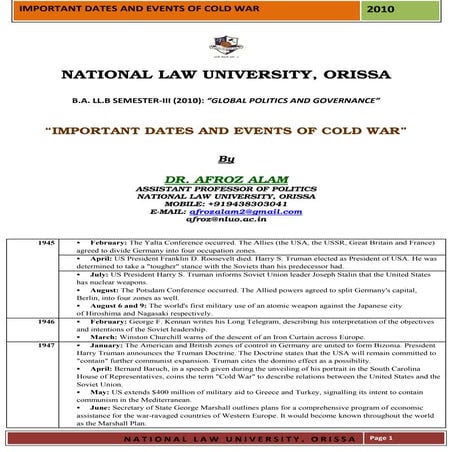 Important dates and events of cold war | PDF