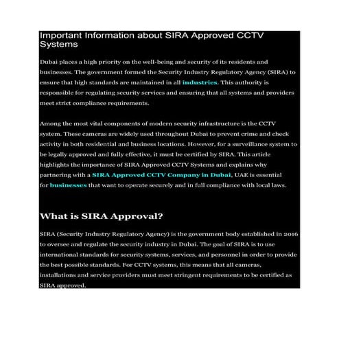 Important Information about SIRA Approved CCTV Systems.pdf
