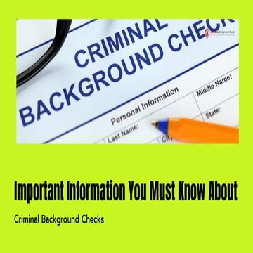 How Does a Background Check Work in India ? | PPTX