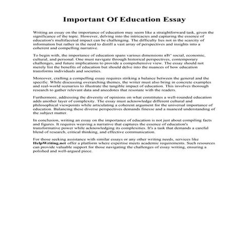 Important Of Education Essay. Antioch University Santa Barbara | PDF