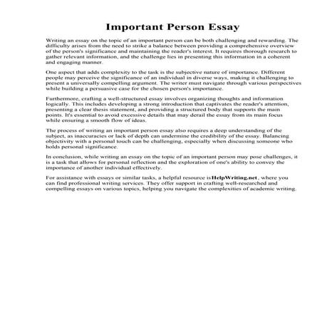 Important Person Essay | PDF