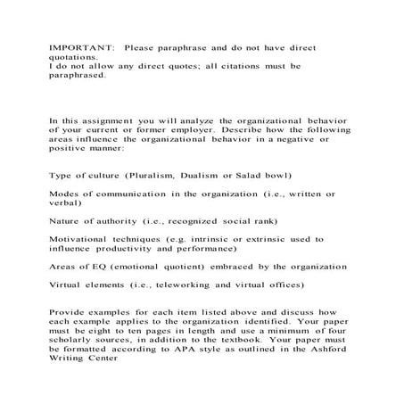 IMPORTANT Please paraphrase and do not have direct quotations. I | PDF