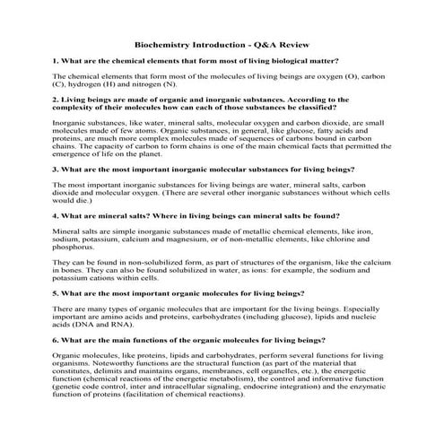 Important questions with biochemistry | DOCX