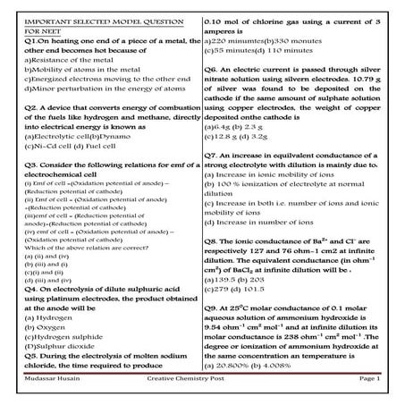 Important selected model question for neet | PDF