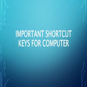 Important shortcut keys for computer | PPT