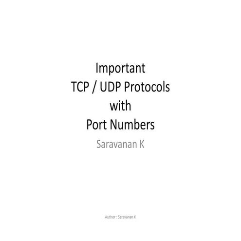 Important Tcpudp Protocols Pdf Computer Networking Computing