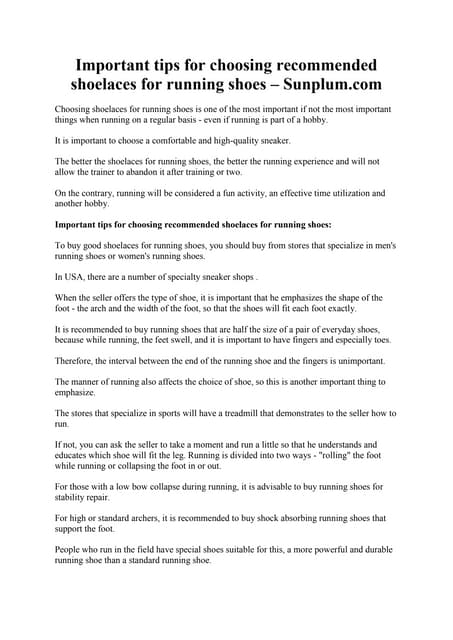 Tips for Chooising the right Running Shoe | PPT