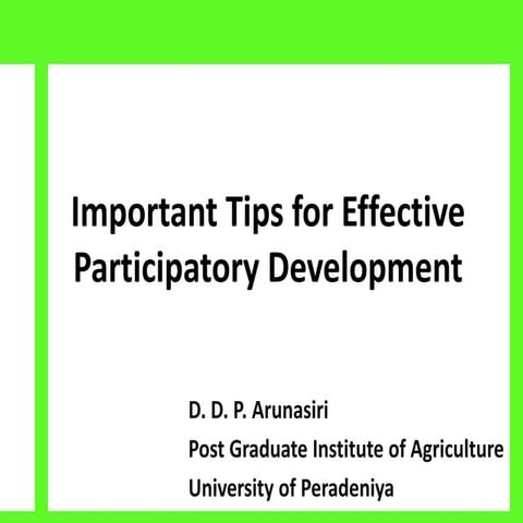 Important tips for effective participatory development Pradeep ...