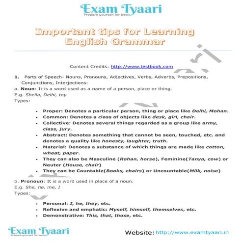 Important tips for learning english grammar | PDF