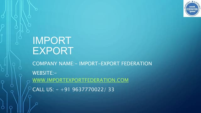 13 Export and Import | PPT