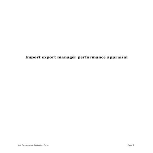 Import export manager perfomance appraisal 2 | DOCX