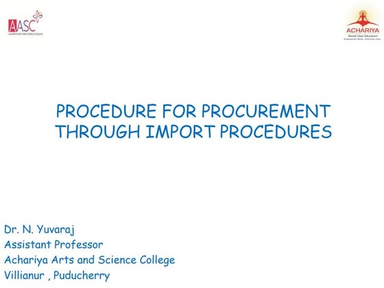 Import procedure and documentation | PPT