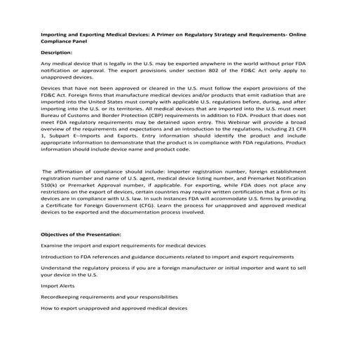 Importing and exporting medical devices | PDF
