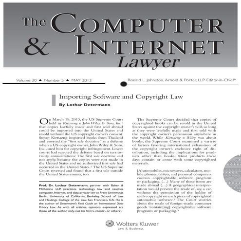 Importing Software and Copyright Law Computer Internet Lawyer | PDF ...