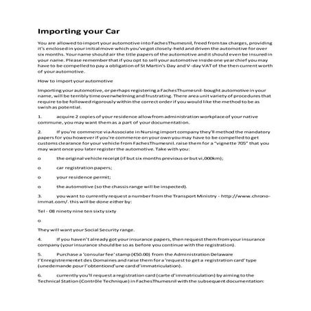 Importing your car | DOCX
