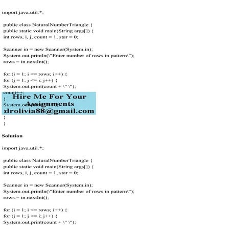import java.util.; public class NaturalNumberTriangle { publi.pdf | Programming Languages ...