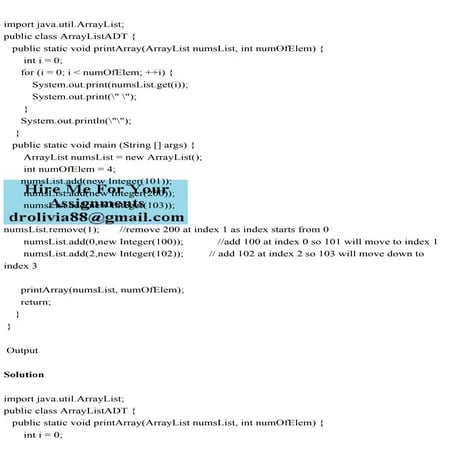 import java.util.ArrayList;public class ArrayListADT { public .pdf