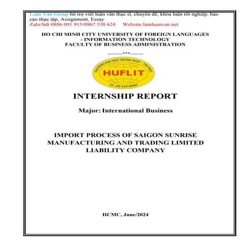 IMPORT PROCESS OF SAIGON SUNRISE MANUFACTURING AND TRADING LIMITED ...