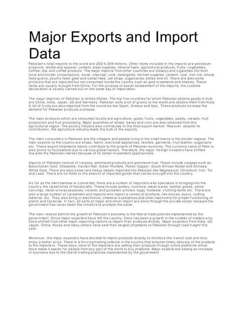 Import and Export of Pakistan | PPTX | Commodities | Economy