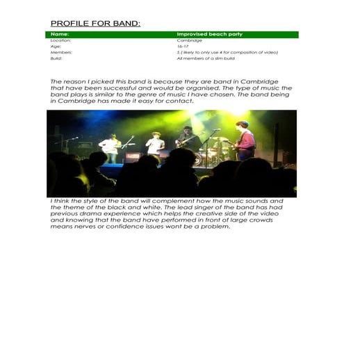 casting profile for band | PDF