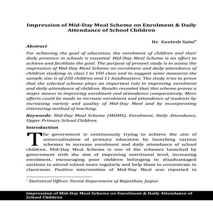 Mid day meal program | PPTX