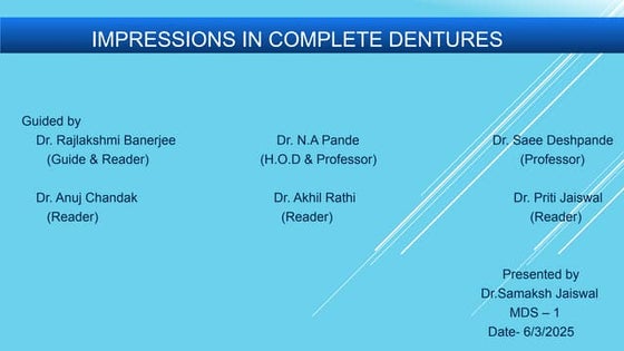 Theories of impression making | PPTX | Dental Health | Diseases and ...