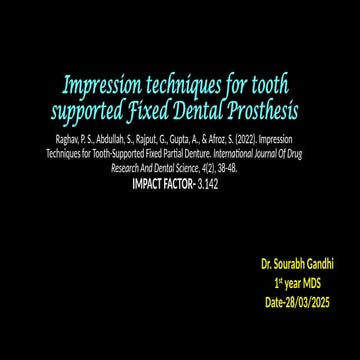 Impression Techniques in Fixed partial denture | PPTX
