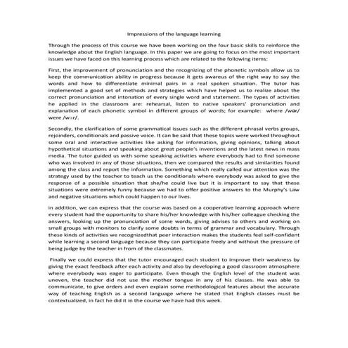 Impressions of the language learning | DOCX