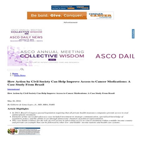 How Action by Civil Society Can Help Improve Access to Cancer ...