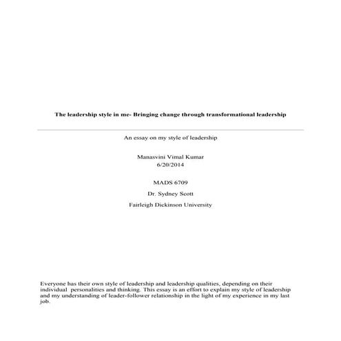 Improved essay on my leadership philosophy | PDF