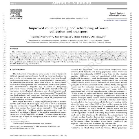 Improved Route Planning And Scheduling Of Waste Collection And Transport | PDF