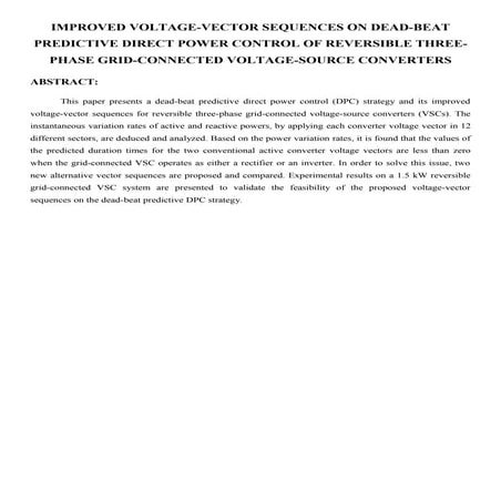 Improved voltage vector sequences on dead-beat predictive direct power control of reversible ...