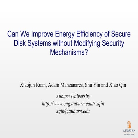 Improve energy efficiency of secure disk systems - nas09 | PPT