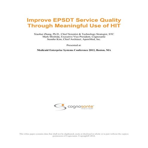Improve EPSDT Service Quality Through Meaningful Use of IT | DOCX