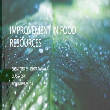 improvement in food resources | PPT