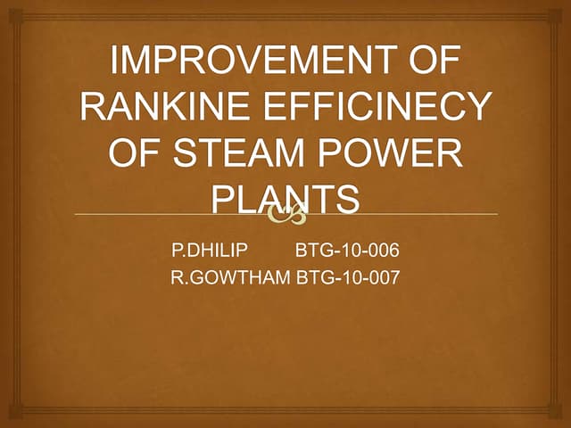 Steam power plants | PPTX