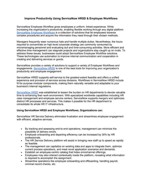 Implementing ServiceNow HRSD to Transform Employee Relations.pdf | Human Resources | Business