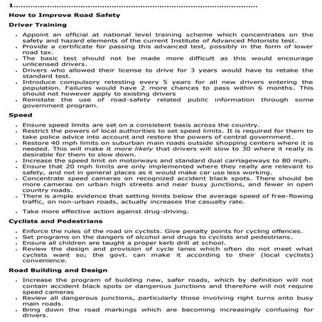 Improve road safety report | DOCX
